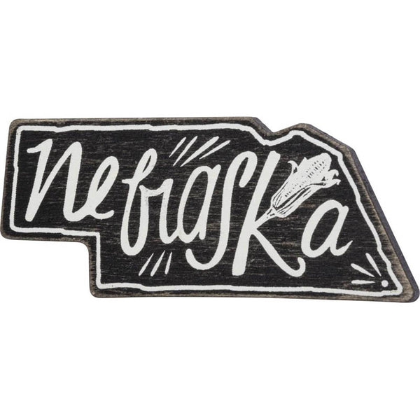 Rustic Wooden Nebraska Magnet - Nebraska In A Box