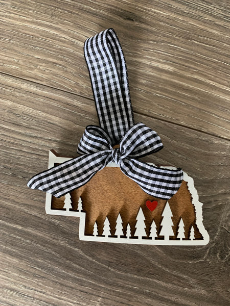 Handmade Nebraska Christmas Ornament - Nebraska In A Box