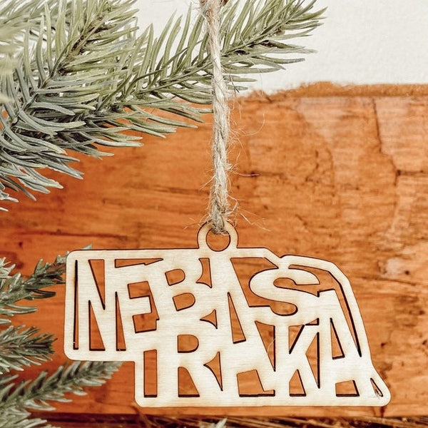 Wooden Nebraska Christmas Tree Ornament - Nebraska In A Box